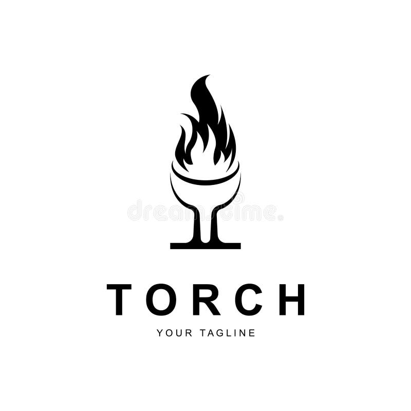 Torch Fire Flame with Pillar Column Logo Design Stock Vector ...