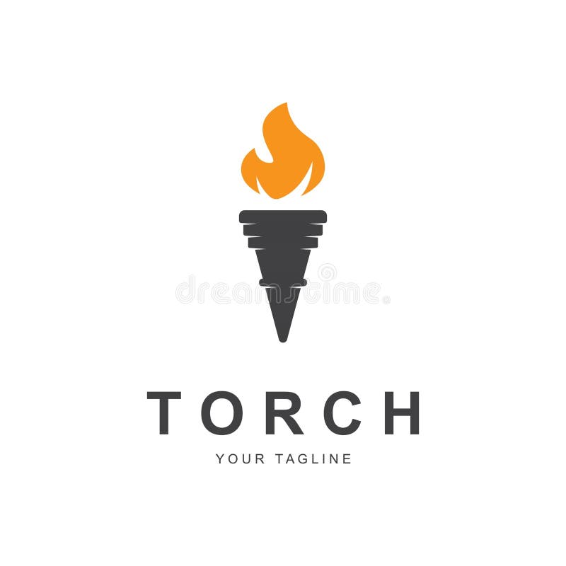 Torch Fire Flame with Pillar Column Logo Design Stock Vector ...