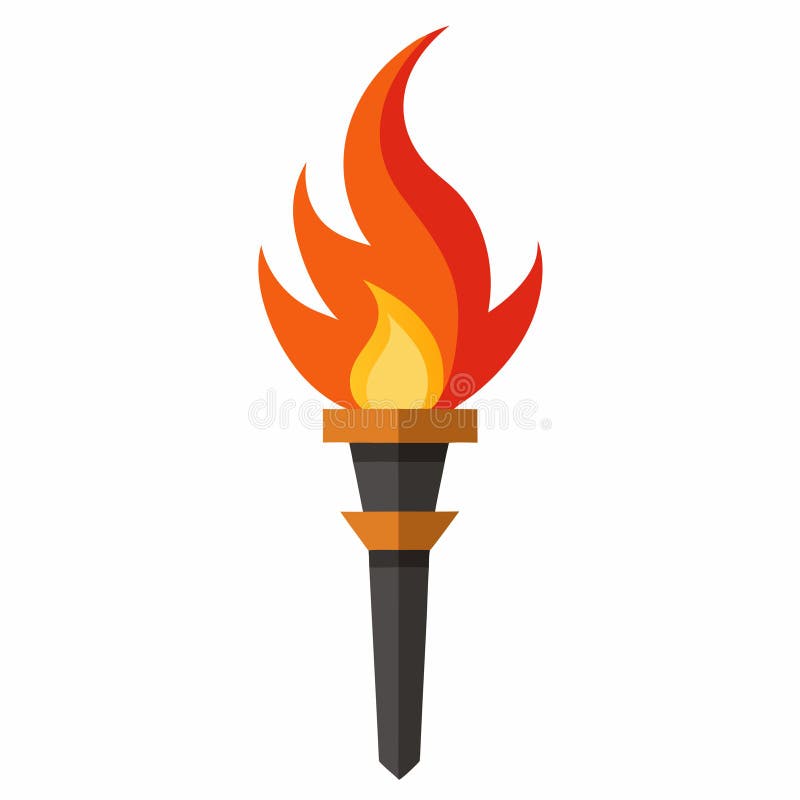 Torch Fire Illustration of a Burning Torch on a White Background ...