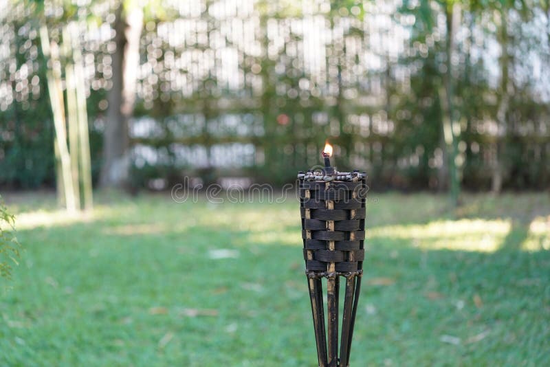 Torch and Fire in the Morning Garden Stock Image - Image of bamboo ...