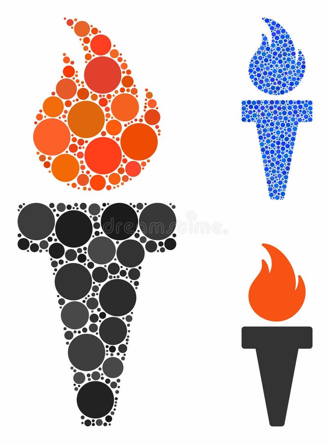 Torch Fire Mosaic Icon of Round Dots Stock Illustration - Illustration ...