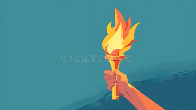Torch on Fire, Olympics, Simple Minimalist Illustration with Copyspace ...