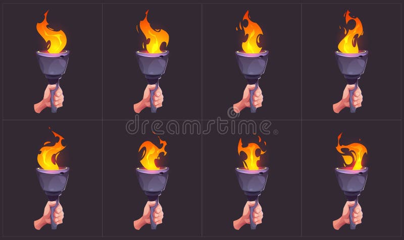 Torch Fire Sprite for Game. Flame Frame Sequence Stock Vector ...