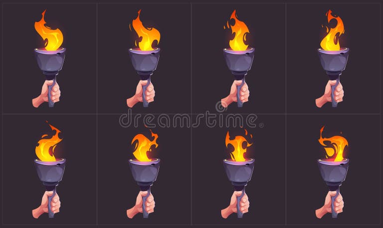 Torch Fire Sprite for Game. Flame Frame Sequence Stock Vector ...