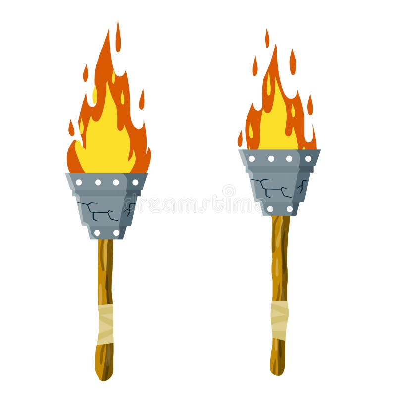Torch. Fire on Stick. Medieval Lamp and Tool Stock Vector ...