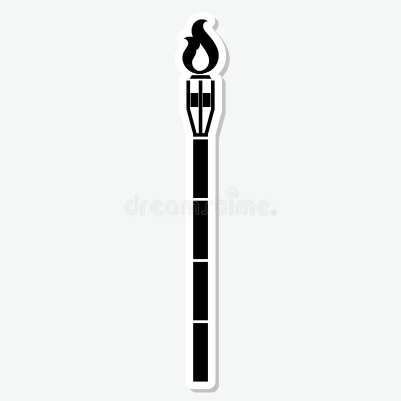 Torch, Flame. Fire Sticker Icon Isolated on Gray Background Stock ...