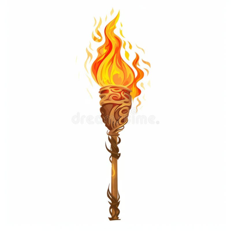 Torch flame fire vector stock illustration. Illustration of yellow ...