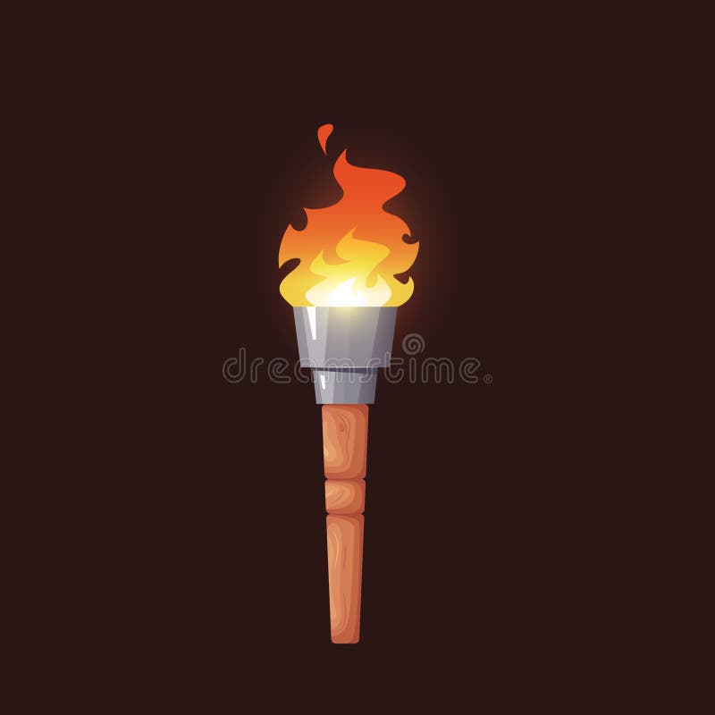 Torch Flame Icon Set, Cartoon Vector Stock Illustration - Illustration ...