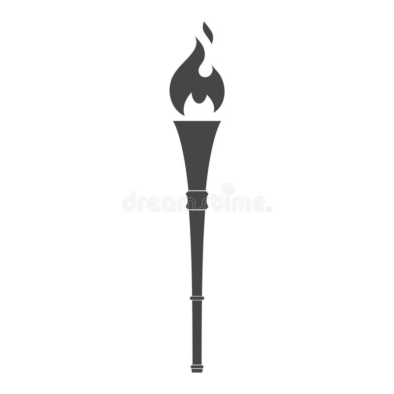 Torch, Flame. Fire Sticker Icon Isolated On Gray Background Stock ...
