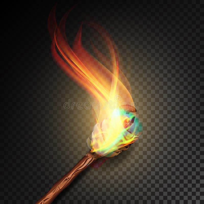 Torch with Flame. Realistic Fire. Realistic Fire Torch Isolated on ...