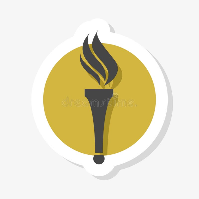 Torch Flame Rounded Sticker Icon Stock Vector - Illustration of cafe ...