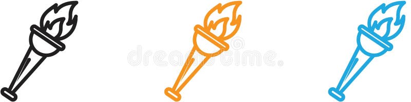 Torch Flame Vector Logo Set Collection for Web App Ui Stock Vector ...