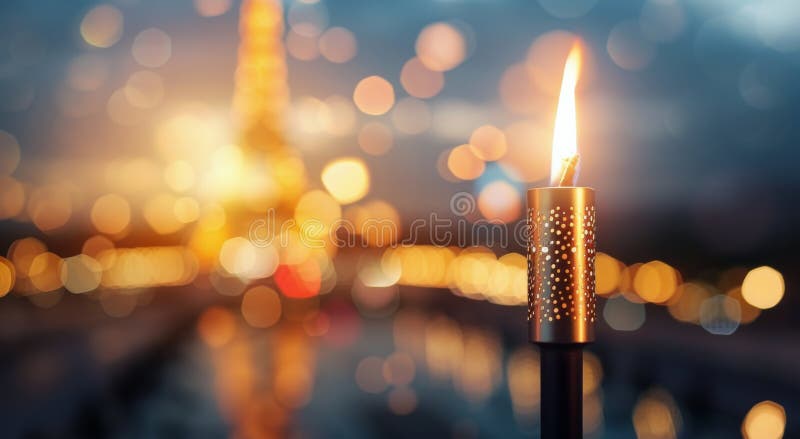 Torch in Front of Eiffel Tower at Night Stock Photo - Image of evening ...