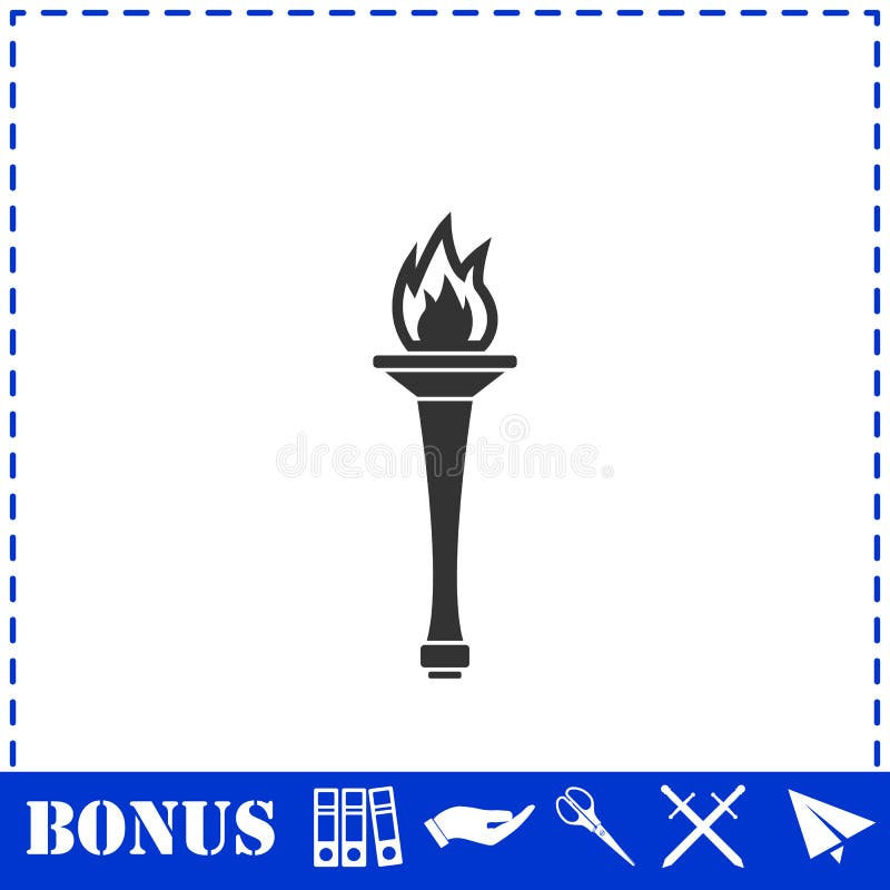 Torch icon flat stock illustration. Illustration of button - 199372359