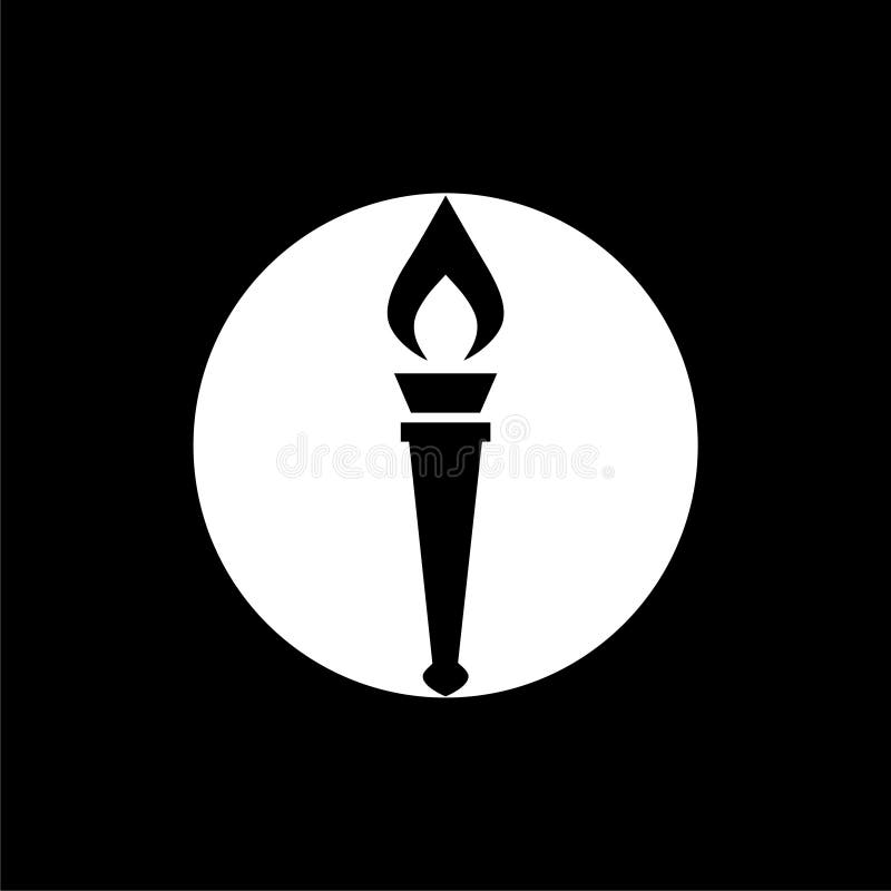 Black Torch with Flame Icon or Logo Stock Vector - Illustration of ...
