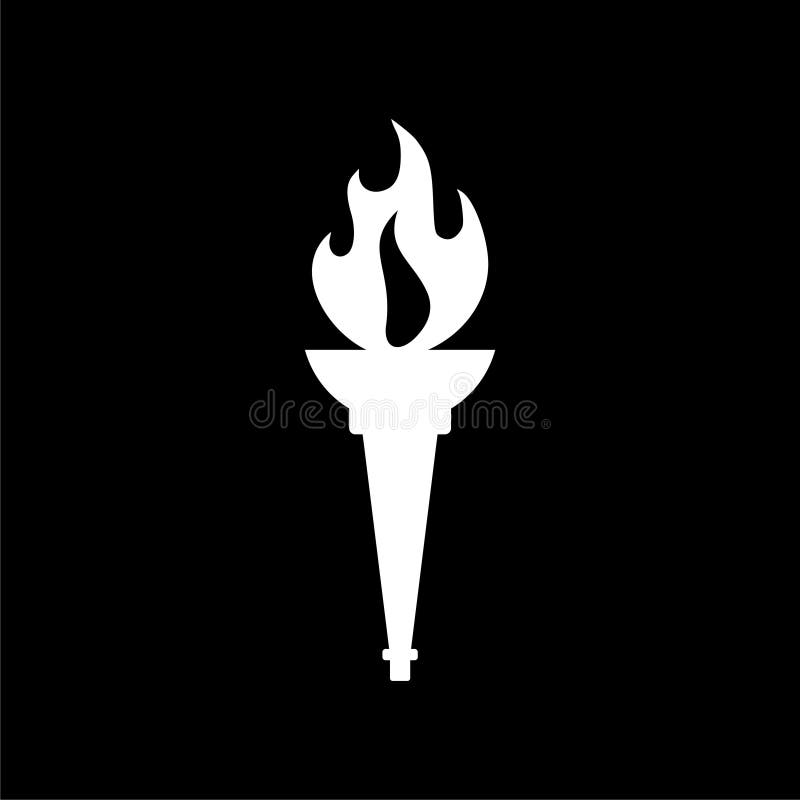 Black Torch with Flame Icon or Logo Stock Vector - Illustration of ...