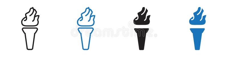 Torch Icon Linear Graphics Set Vector in Black Stock Illustration ...