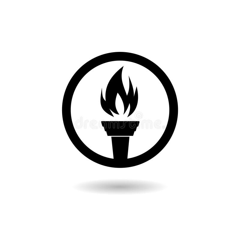 Torch Icon Logo Design with Shadow Stock Vector - Illustration of ...