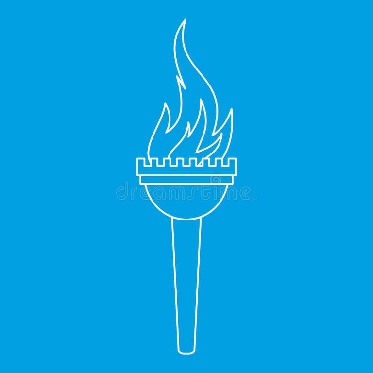 Torch icon, outline style stock vector. Illustration of burn - 97792646