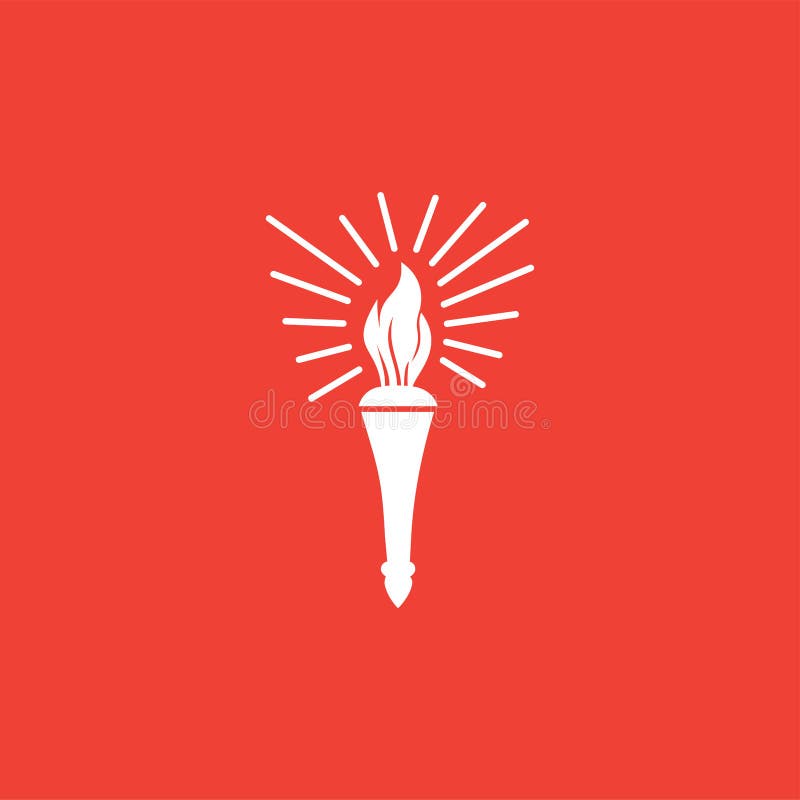 Torch Icon on Red Background. Red Flat Style Vector Illustration Stock ...