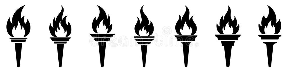 Torch Icon. Set of Black Torch Icons Stock Illustration - Illustration ...