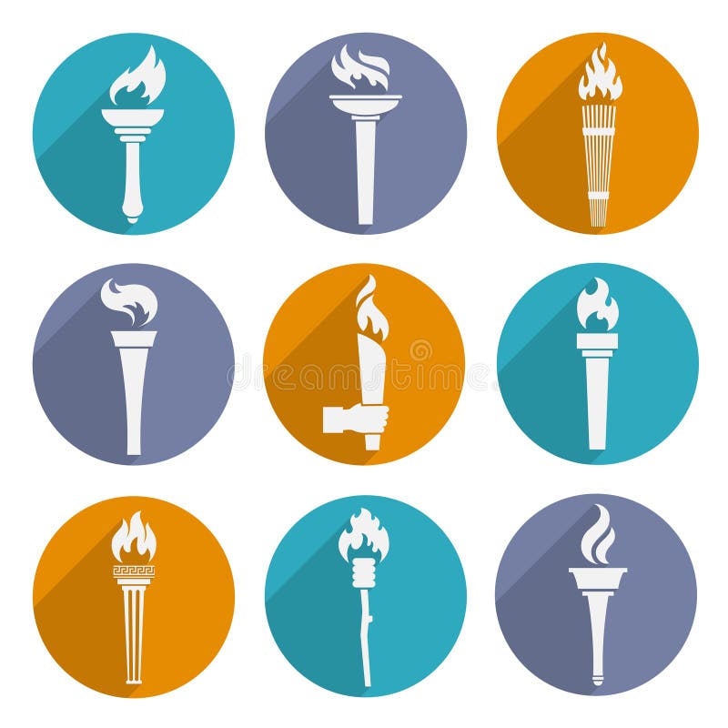 Torch Icons Set stock vector. Illustration of design - 41638537