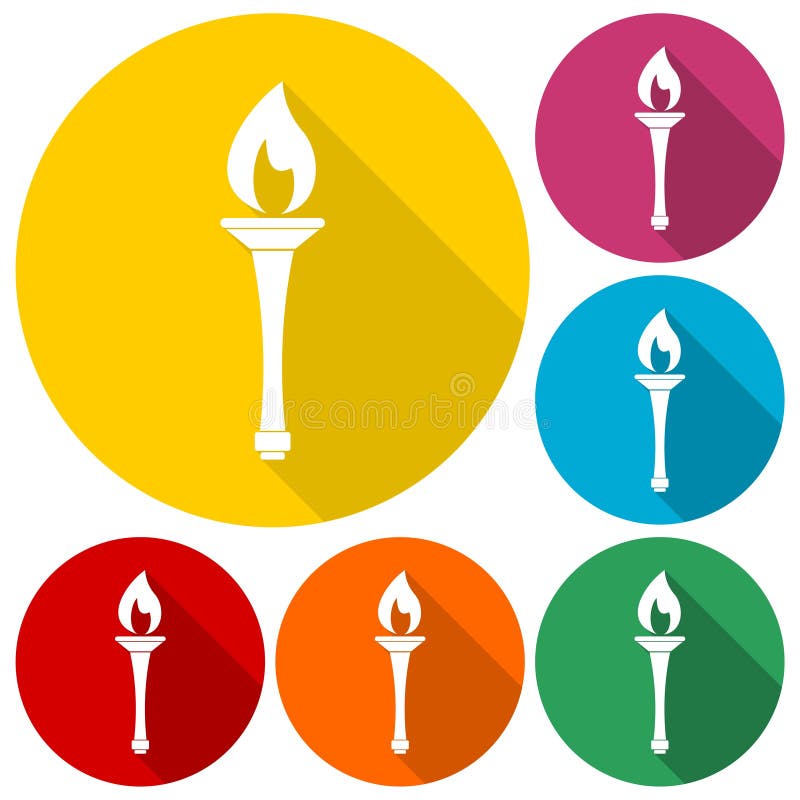 Torch Icons Set with Long Shadow Stock Vector - Illustration of ...