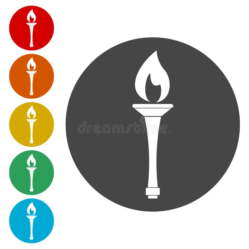 Torch icons set stock vector. Illustration of burn, liberty - 134503044