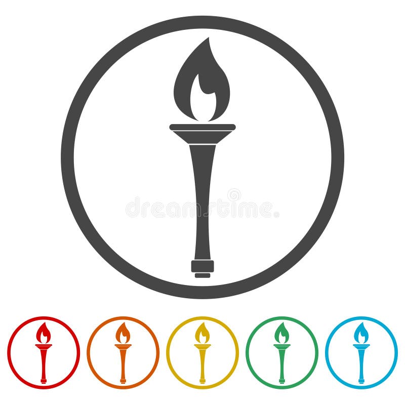 Torch icons set stock vector. Illustration of burn, glow - 140606106