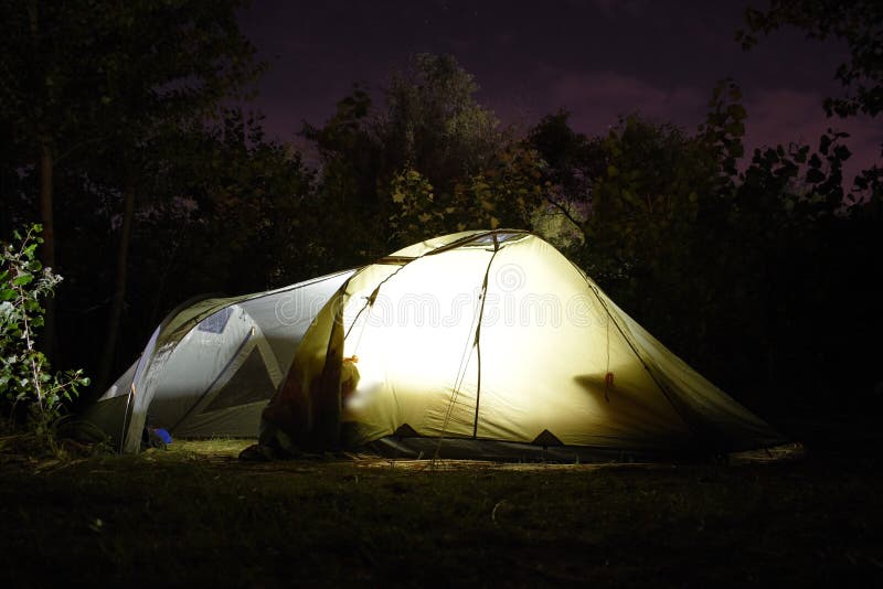 Torch Light Inside the Tent at Night Stock Image - Image of champagne ...