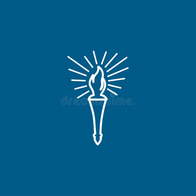Torch Line Icon on Blue Background. Blue Flat Style Vector Illustration ...