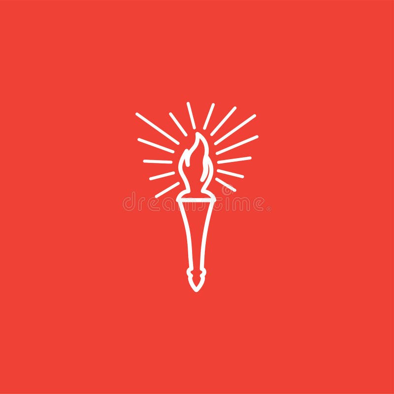 Torch Line Icon on Red Background. Red Flat Style Vector Illustration ...