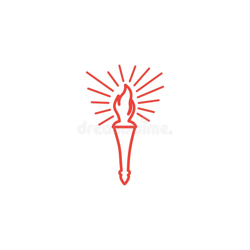 Torch Line Red Icon on White Background. Red Flat Style Vector ...