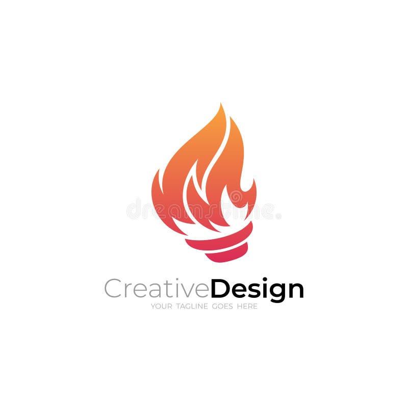 Torch Logo with Burning Fire, Red Color Design, Sport Stock Vector ...