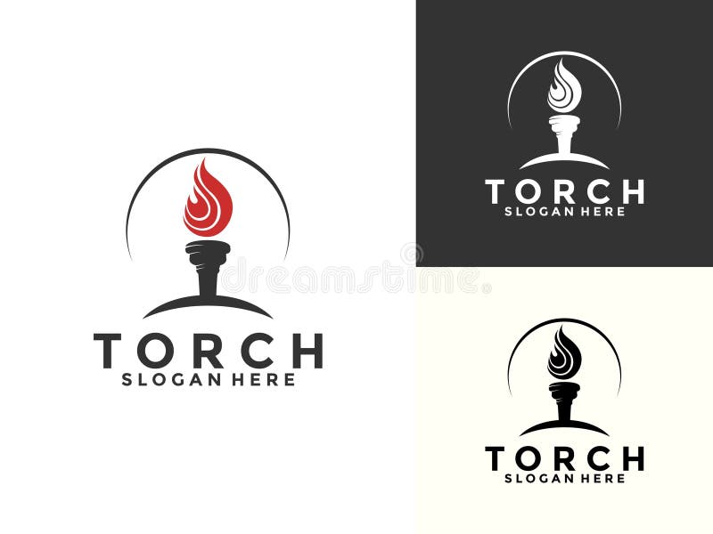 Torch Logo Design Vector Illustration, Torch with Burning Fire in Flat ...