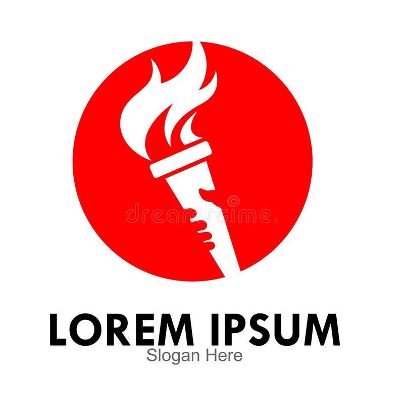 Torch Logo Vector on Red Circle Frame. Stock Vector - Illustration of ...