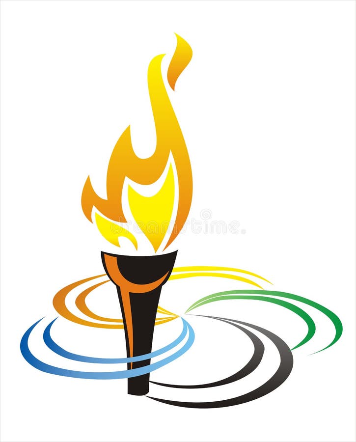 Olympic Torch Symbol with Flag Stock Vector - Illustration of flame ...