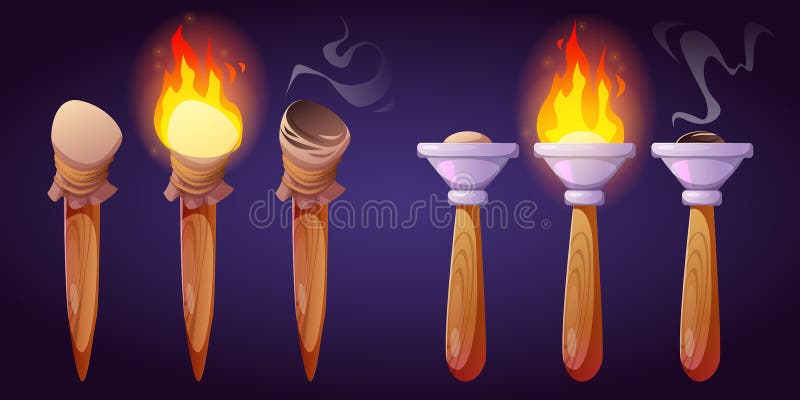 Torch Ready To Use, Burning and Extinguished Stock Illustration ...