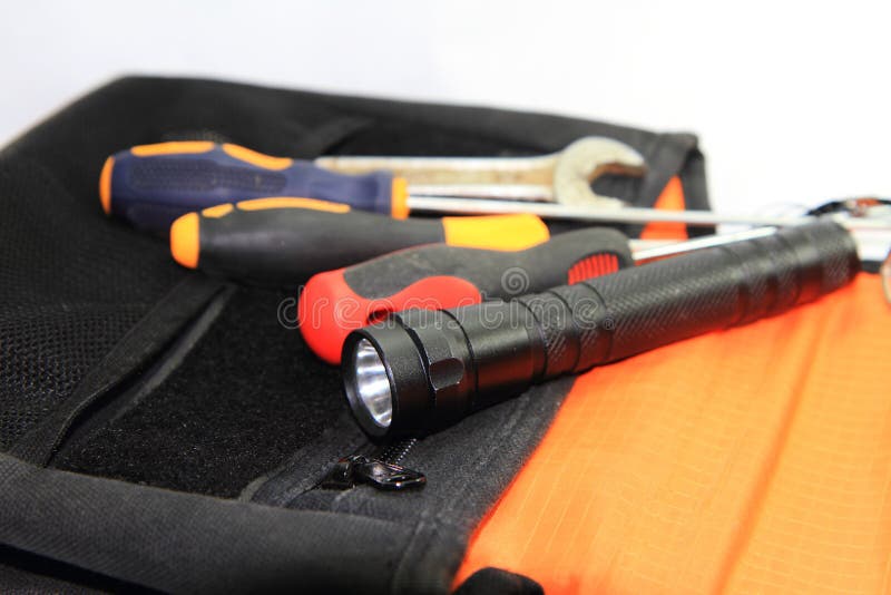 Torch and screwdriver stock image. Image of functions - 46086131