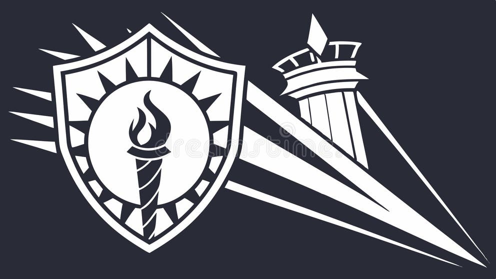 Torch Shield Column Vector, Heroic Achievement, Vector Design ...