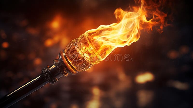 A Torch Skillfully Crafted from Metal with Fine Decorative Details is ...