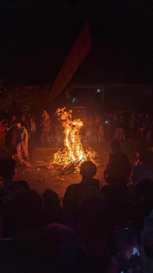Torch War Performance, People Around the Fire in Jepara, Central Java ...