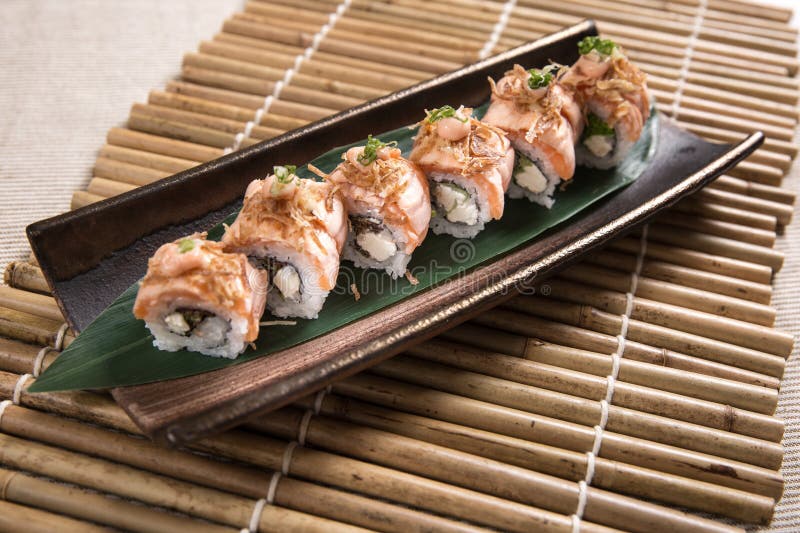 Torched Sushi Roll stock image. Image of chopstick, diet - 68087577