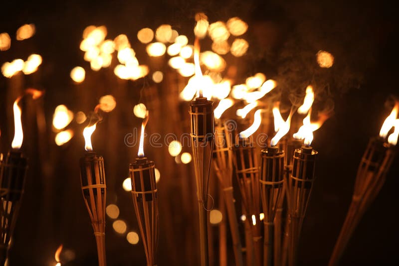 Torches at night stock photo. Image of barbecue, adventure - 62654760