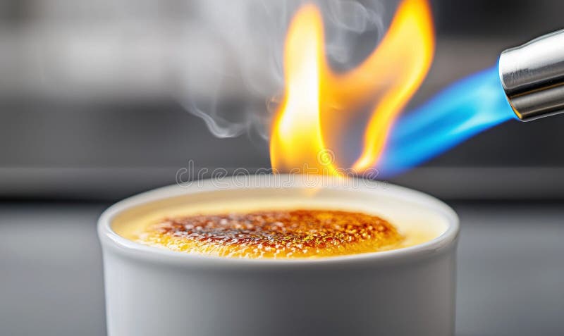 Torching Creme Brullee stock photo. Image of restaurant - 367818106
