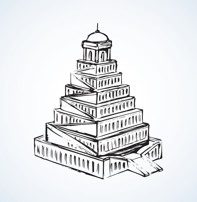 Toren van Babel (vector) vector illustratie. Illustratie bestaande uit ...