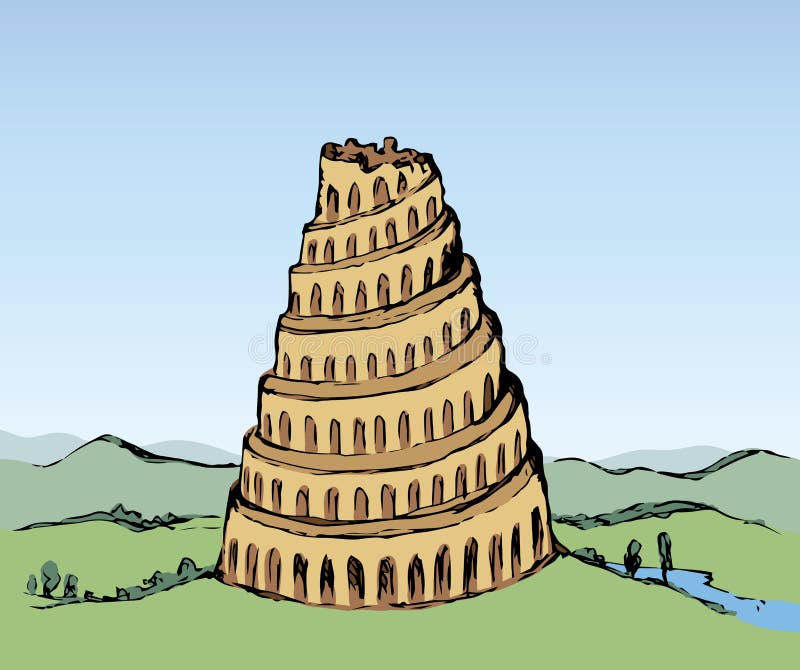 Toren Van Babel Vector Tekening Vector Illustratie - Illustration of ...