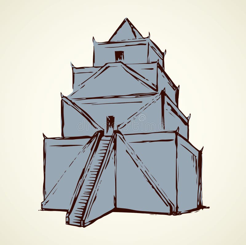 Toren Van Babel Vector Tekening Vector Illustratie - Illustration of ...