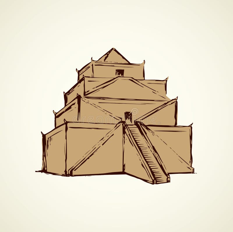 Toren Van Babel Vector Tekening Vector Illustratie - Illustration of ...