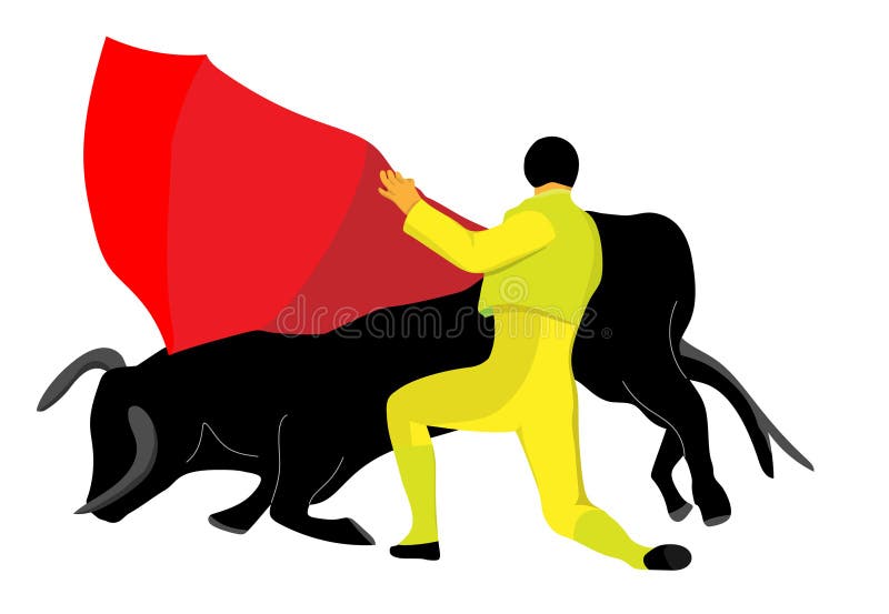 Torero Del Vector Con El Toro Ilustración del Vector - Ilustración de ...